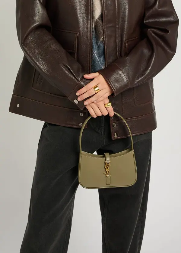 Saint Laurent Le 5 À 7 Mini Leather Top Handle Bag - Green