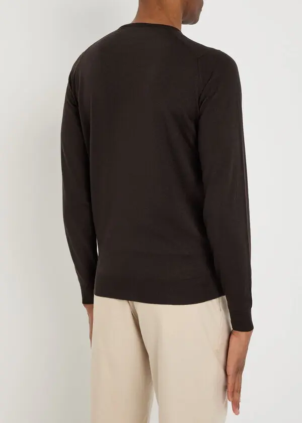 John Smedley Cherwell Merino Wool Jumper - Dark Brown