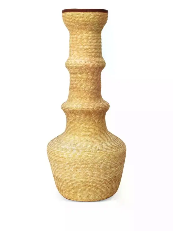 LA ROSE Raffia Leather Vase - Neutrals