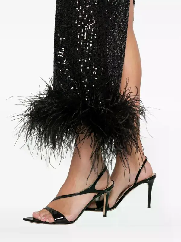ATU BODY COUTURE Sequin Feather Trim Dress