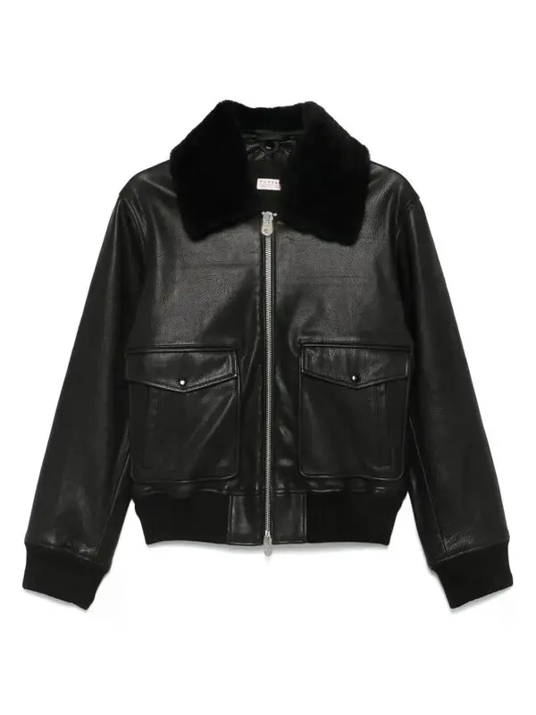 FURSAC Zip-up Leather Jacket - Black
