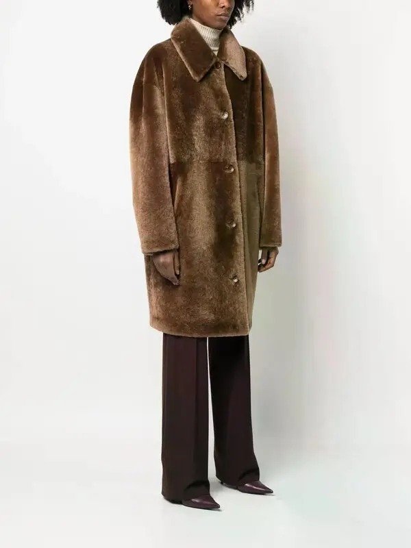 LISKA Single-breasted Shearling Coat