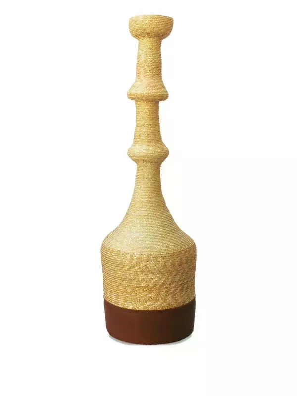 FILIPPO CATARZI Raffia Leather-detail Vase - Neutrals