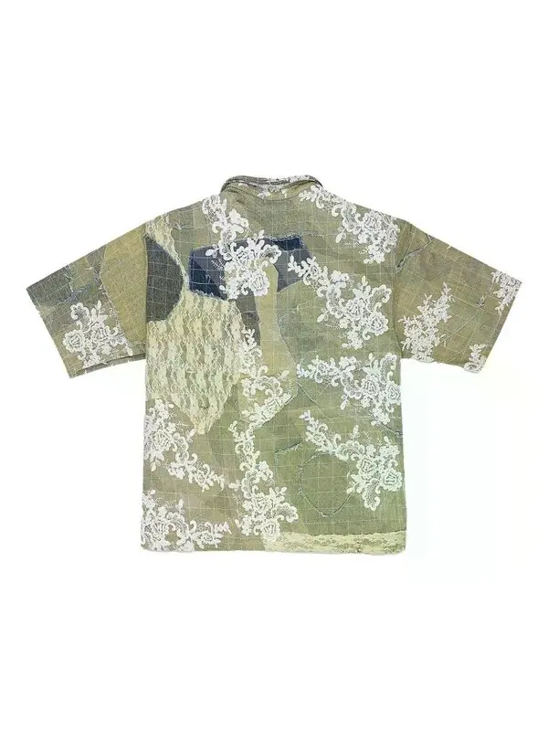 WHO DECIDES WAR BY EV BRAVADO Lace-detail Patchwork Polo Shirt