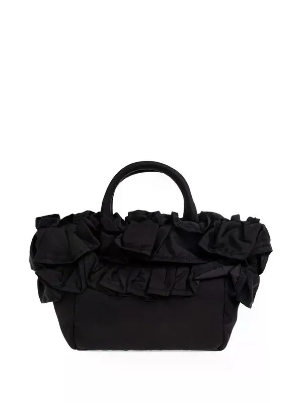 GANNI Mini Ruffled Tote Bag - Black