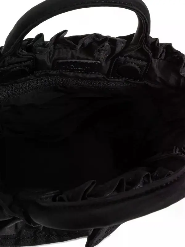 GANNI Mini Ruffled Tote Bag - Black