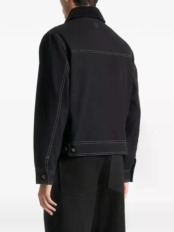 Manière De Voir Clasp-detail Contrast-stitch Gabardine Jacket