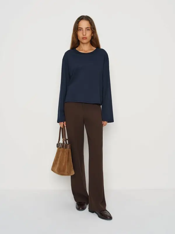 REFORMATION Liam Long Sleeve Oversized T-shirt - Blue