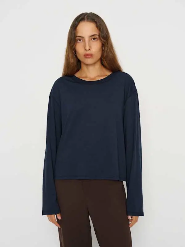 REFORMATION Liam Long Sleeve Oversized T-shirt - Blue