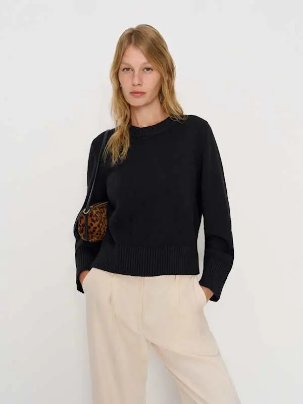 REFORMATION Orianne Cashmere Blend Cropped Crewneck Sweater