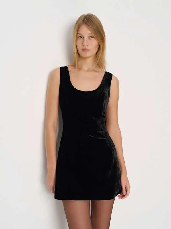 reformation black velvet mini dress Reformation Franceska Velvet Dress | Black