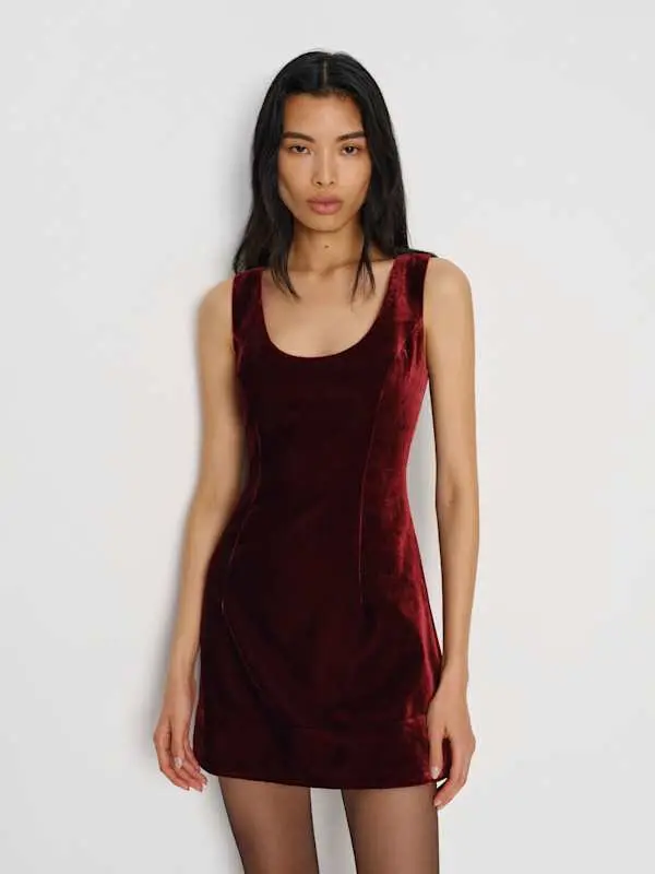 REFORMATION Franceska Velvet Mini Dress - Chianti