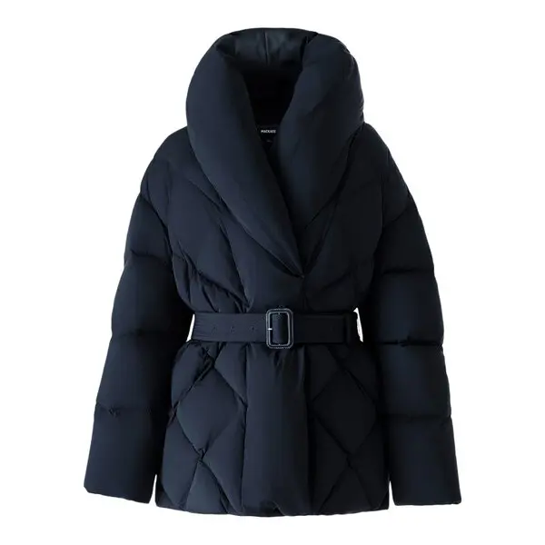 Mackage Down Belted Jacket With Shawl Collar - Black