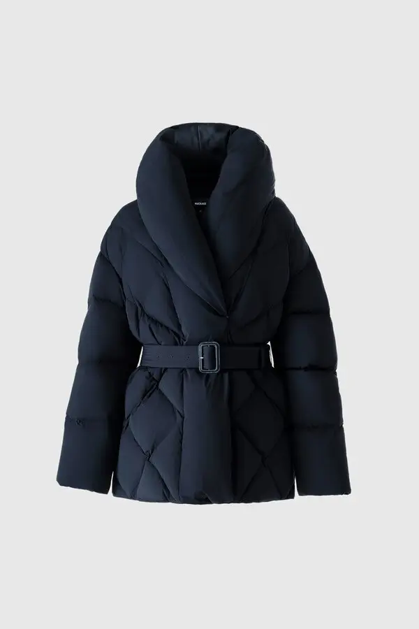 Mackage Down Belted Jacket With Shawl Collar - Black