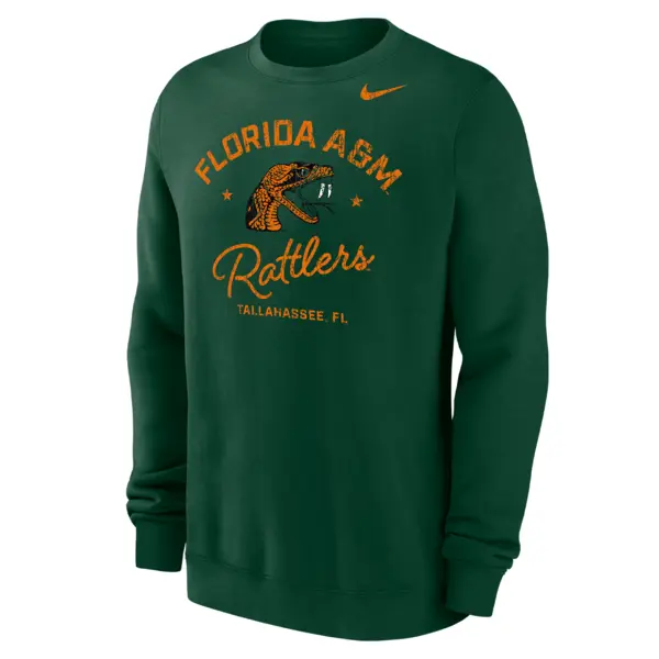 Nike Florida A&m University Club Fleece Crew-neck Sweatshirt - Green