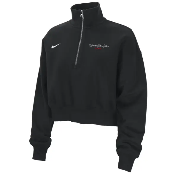 Nike College Phoenix Fleece Cropped 1/4-zip Pullover - Black