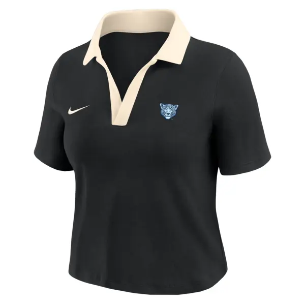 Nike College Short-sleeve Polo Crop Top - Black