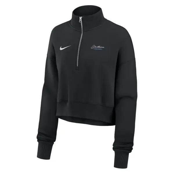 Nike College Phoenix Fleece Cropped 1/4-zip Pullover - Black