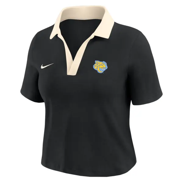 Nike College Short-sleeve Polo Crop Top - Black