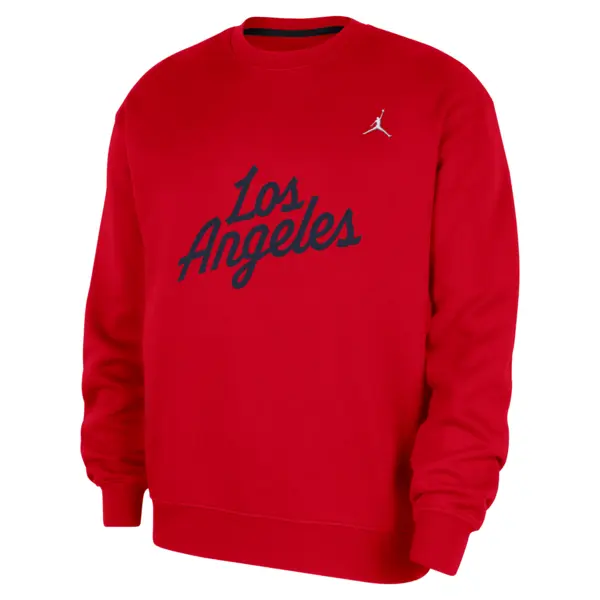 JORDAN La Clippers Statement Essentials Nba Fleece Crew-neck Sweatshirt - Red