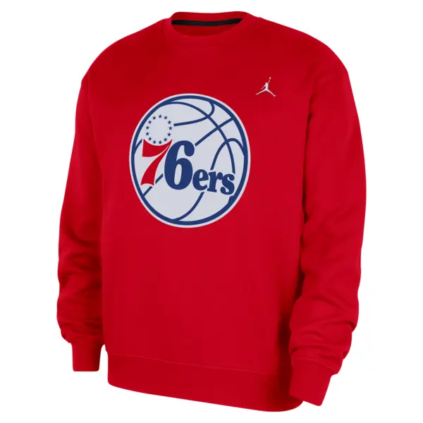 JORDAN Philadelphia 76ers Statement Essentials Nba Fleece Crew-neck Sweatshirt - Red