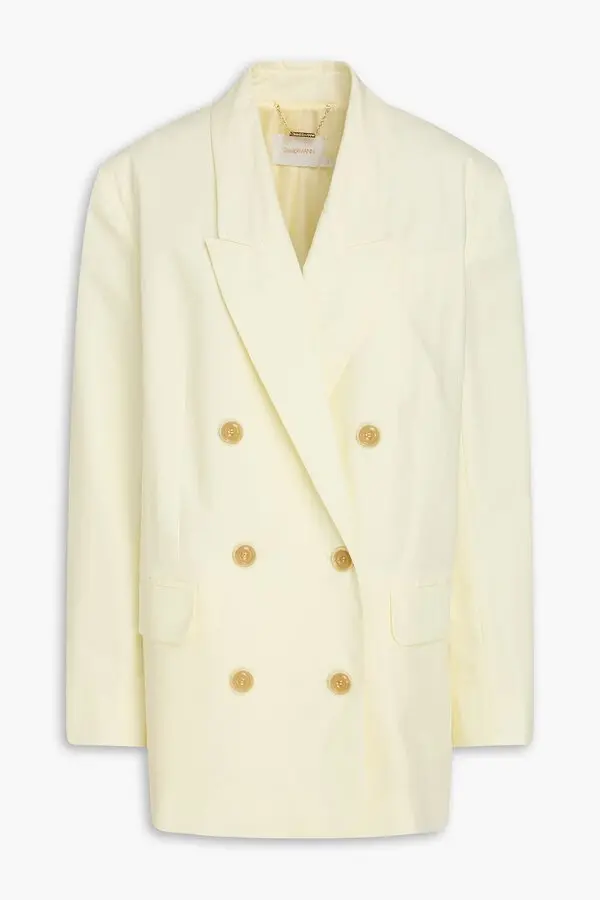 Zimmermann Double-breasted Cotton-poplin Blazer