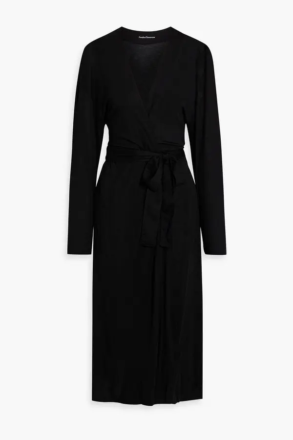 Another Tomorrow Lyocell Jersey Robe - Black