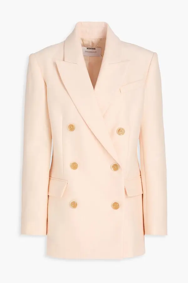 Zimmermann Double-breasted Wool And Silk-blend Blazer - Blush