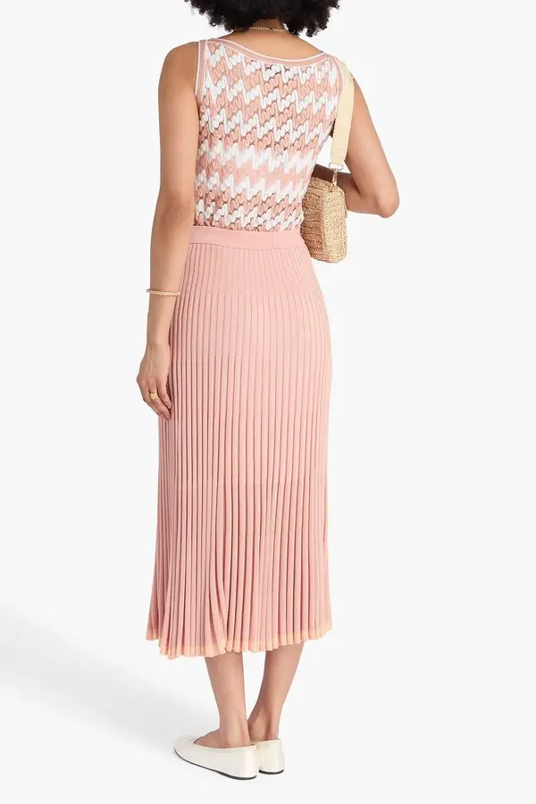 Zimmermann Metallic Ribbed-knit Midi Skirt - Blush