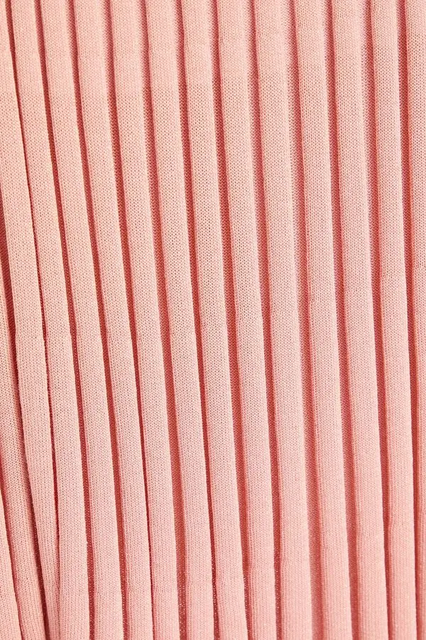 Zimmermann Metallic Ribbed-knit Midi Skirt - Blush