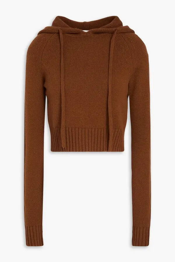 Zimmermann Cropped Wool And Cashmere-blend Hoodie - Brown