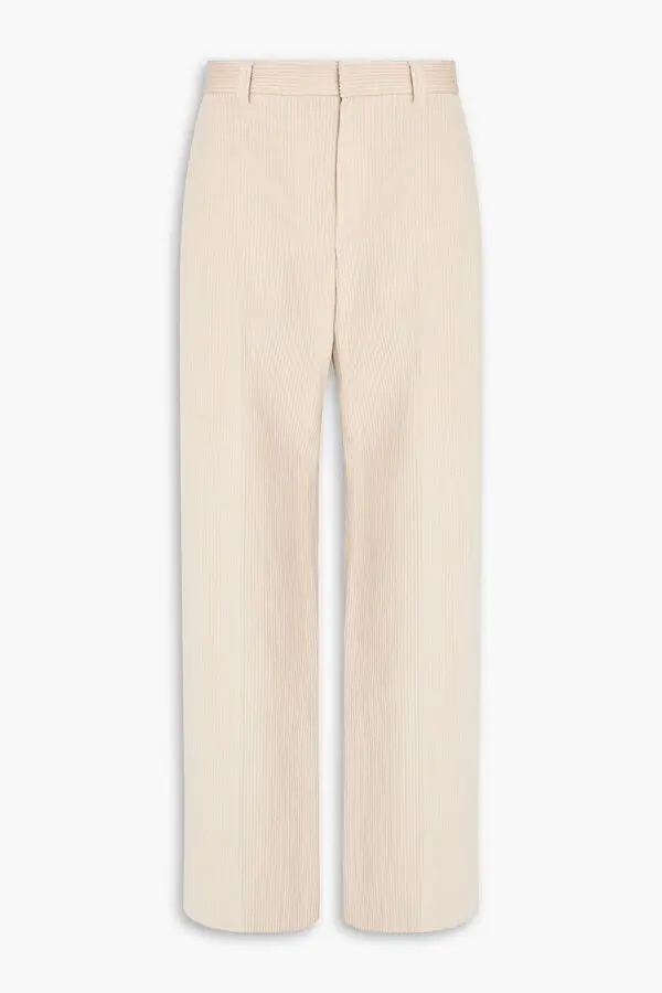 Brunello Cucinelli Belted Cotton-corduroy Wide-leg Pants - Beige