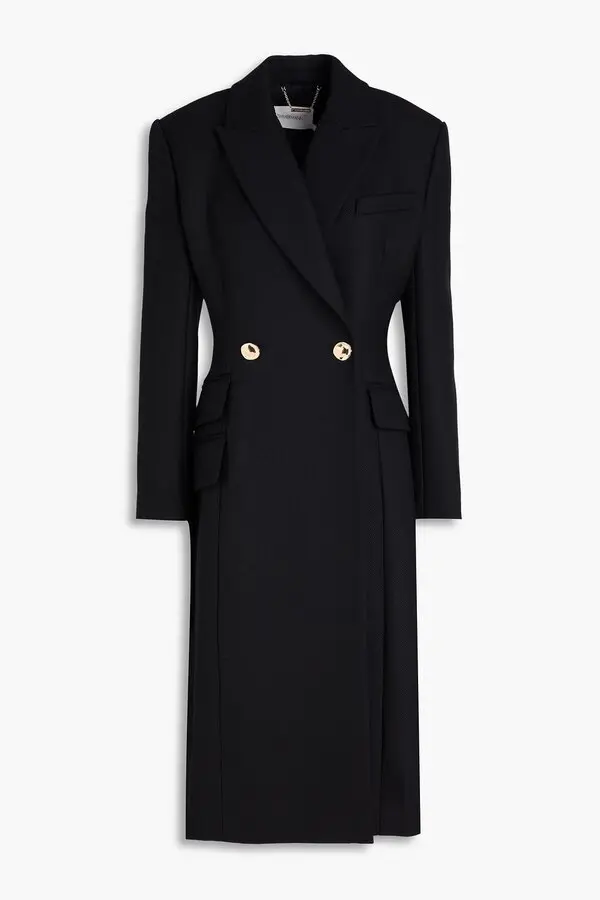 Zimmermann Double-breasted Wool-blend Twill Coat