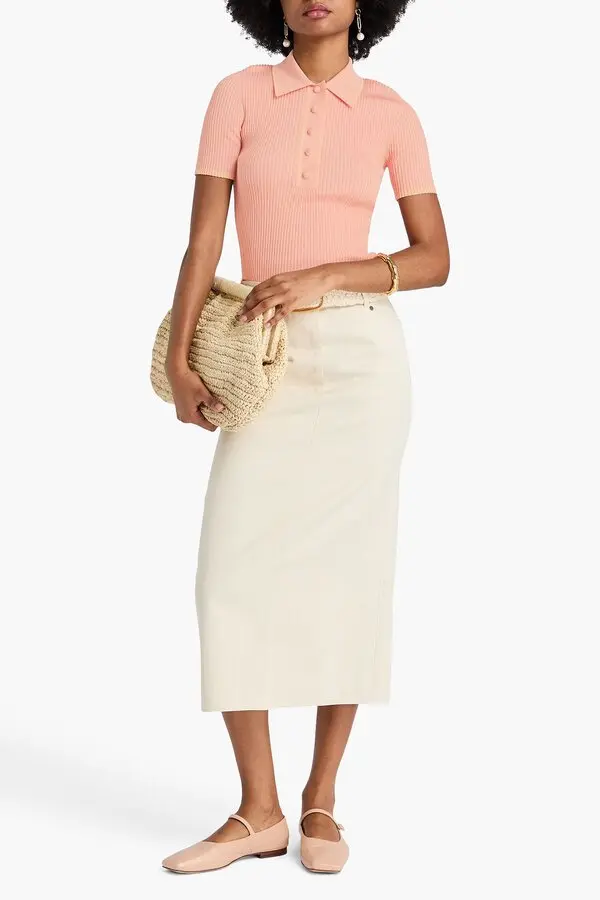 Zimmermann Metallic Ribbed-knit Polo Shirt