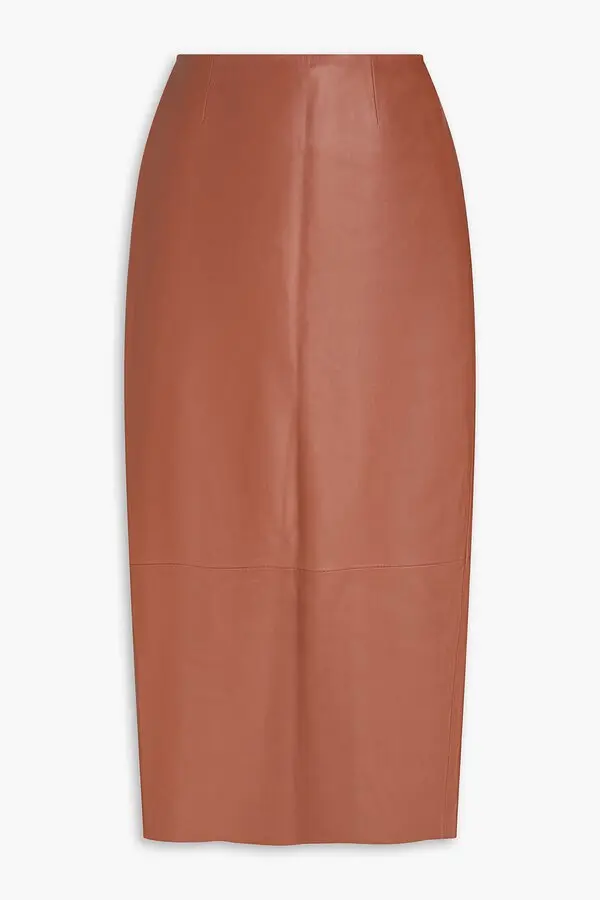 Zimmermann Leather Midi Pencil Skirt - Brown