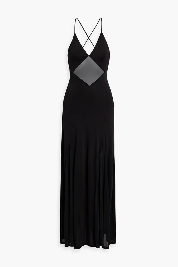 Staud Mesh-trimmed Jersey Maxi Dress