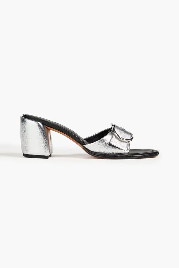 3.1 Phillip Lim Naomi 70 Buckled Metallic Pebbled-leather Mules