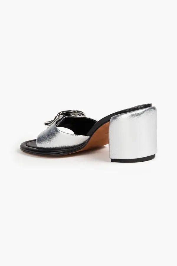 3.1 Phillip Lim Naomi 70 Buckled Metallic Pebbled-leather Mules