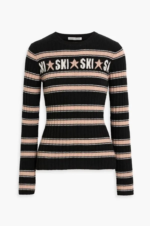 Autumn Cashmere Striped Jacquard-knit Cashmere Sweater