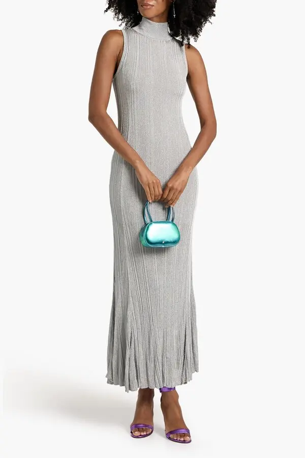 A.L.C. Arden Metallic Ribbed-Knit Maxi Dress - Silver - 60% Off |  Editorialist