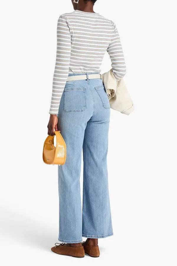 FRAME Le Slim Palazzo High-rise Wide-leg Jeans - Light Denim