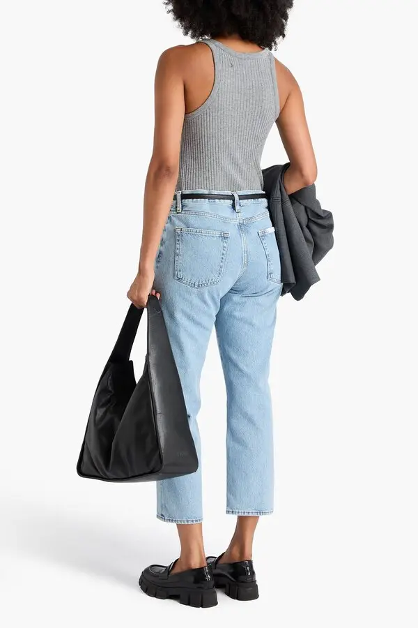 FRAME The Hang Cropped High-rise Straight-leg Jeans - Light Denim