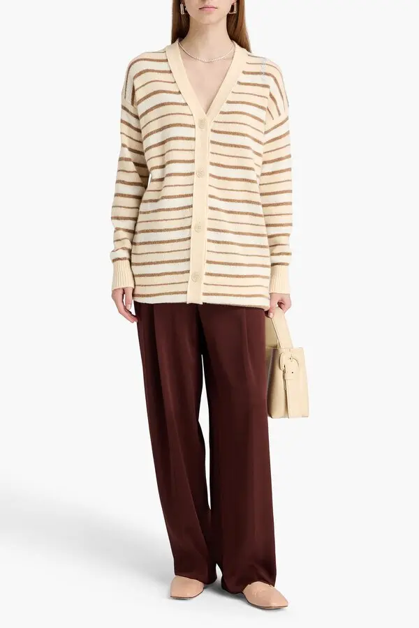 Marni Striped Wool And Cashmere-blend Cardigan - Cream