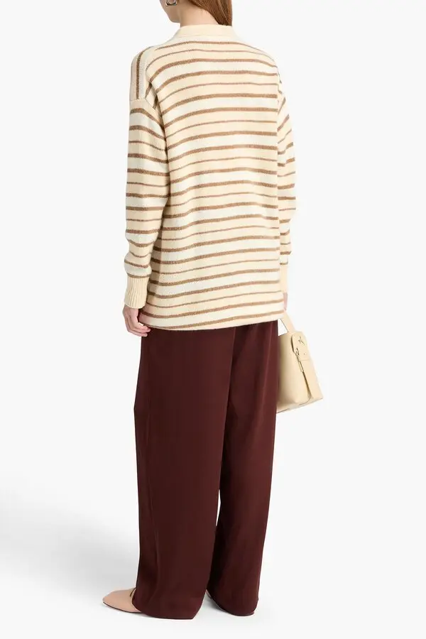 Marni Striped Wool And Cashmere-blend Cardigan - Cream