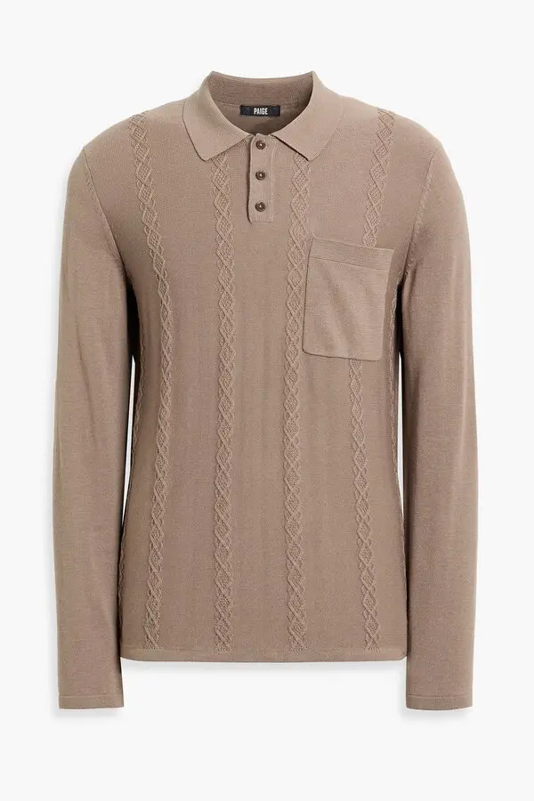 Paige Merrifield Cable-knit Cotton-blend Polo Sweater