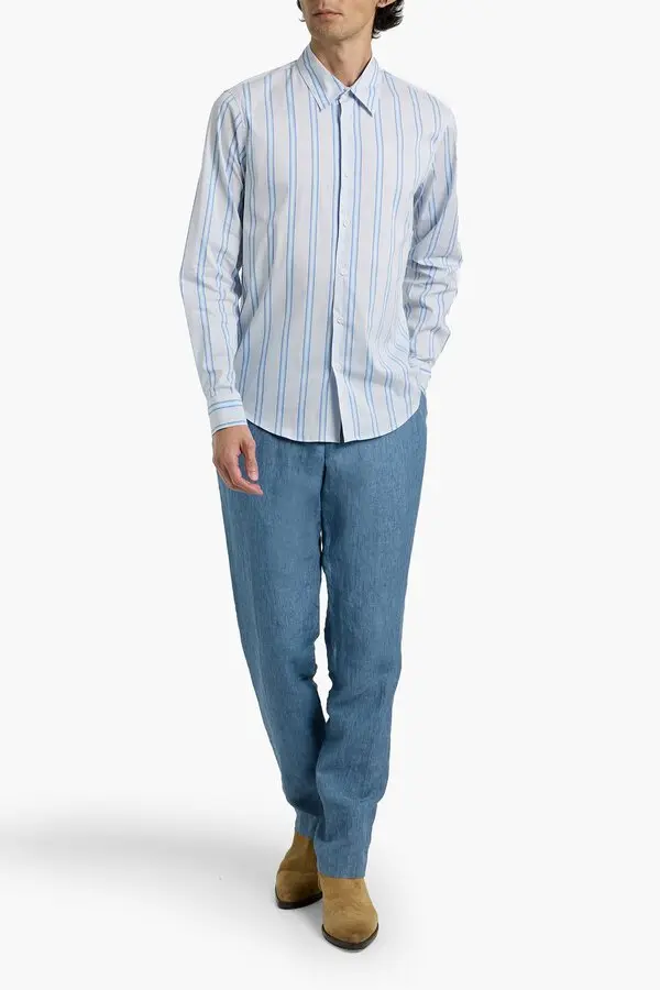 Sandro Striped Cottonblend Poplin Shirt - Sky Blue