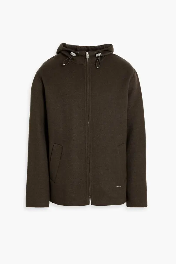 Sandro Wool-blend Felt Hooded Jacket - Chocolate