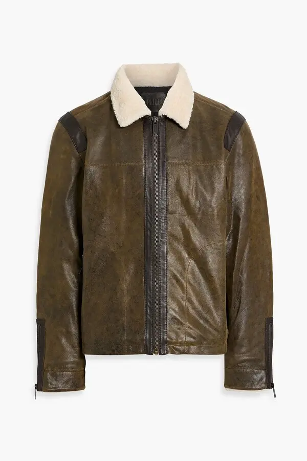 Paige Leather Jacket With Fleece Trims