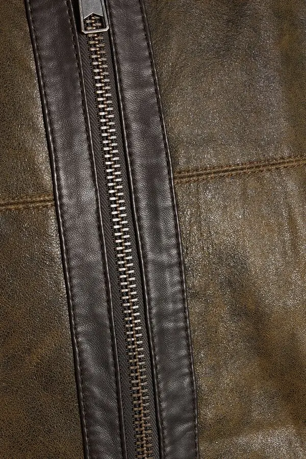 Paige Leather Jacket With Fleece Trims