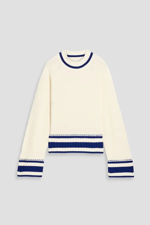 Chinti & Parker Guernsey Striped Wool And Cashmere-blend Sweater - Ivory
